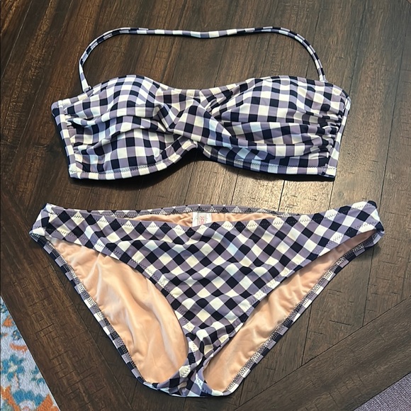 J. Crew | Swim | J Crew White And Purple Gingham Bikini | Poshmark